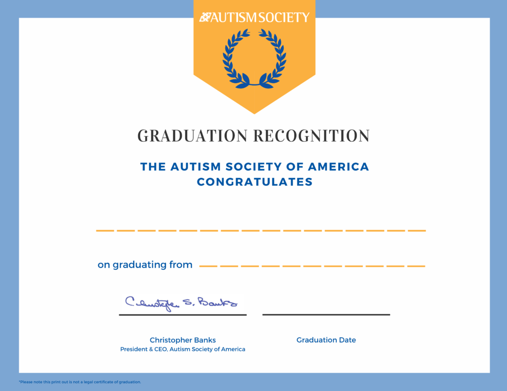 Celebrating the Class of 2020: Graduation Print Out | Autism Society